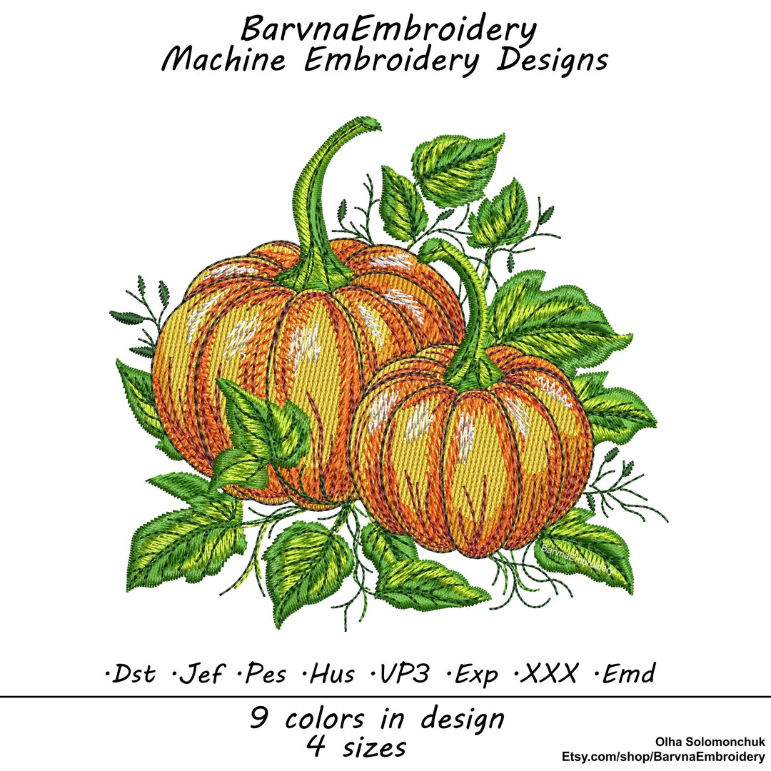 Pumpkin Embroidery Designs for Machine, Fall Embroidery Designs ...