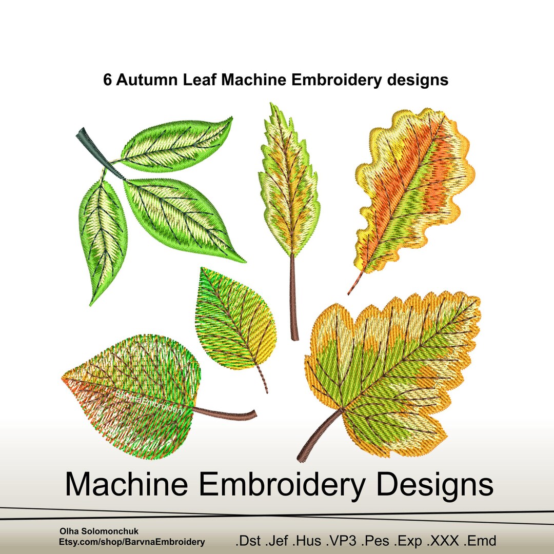 Fall Embroidery Designs, Small Autumn Leaves Machine Embroidery Designs ...