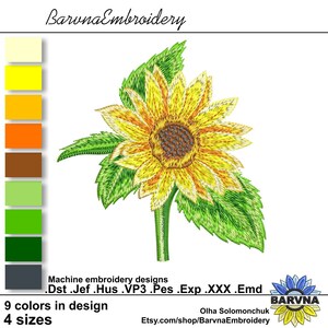 Sunflower Machine Embroidery Designs Set of 6 Digital Files, Instant ...