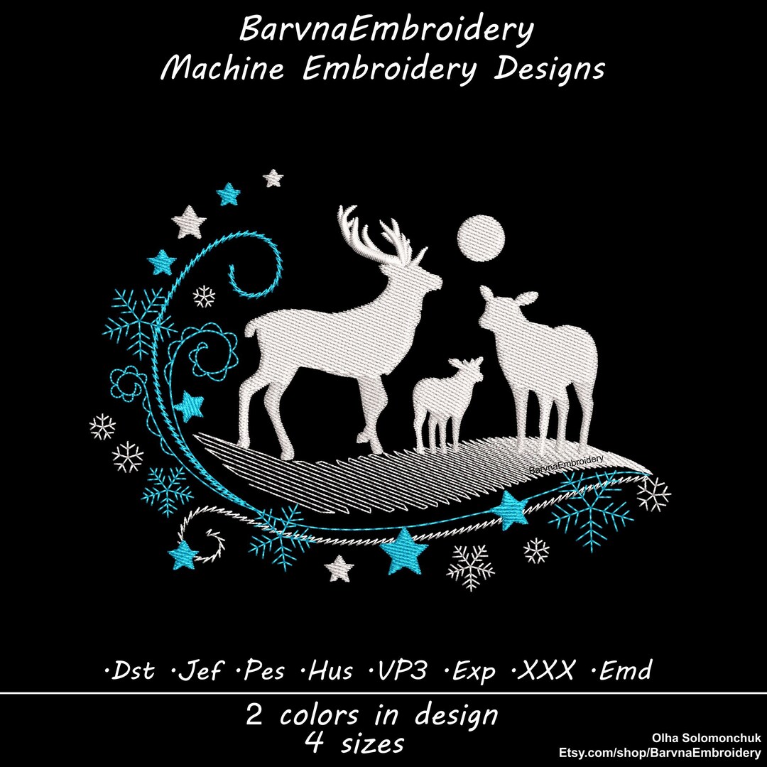 Christmas Machine Embroidery Designs. Winter Embroidery Designs. Deers ...