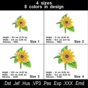 Sunflower Machine Embroidery Designs - Set of 6 Digital Files, Instant ...