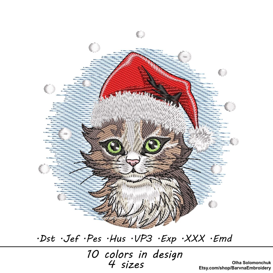 Christmas Cat Machine Embroidery Designs, Christmas Embroidery Design ...