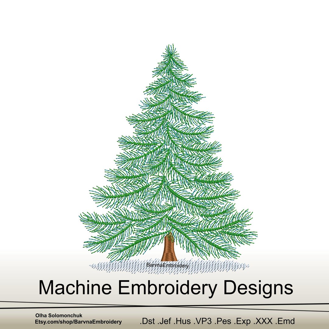 Christmas Tree Machine Embroidery Design – Two Variations, 4 Sizes Each ...
