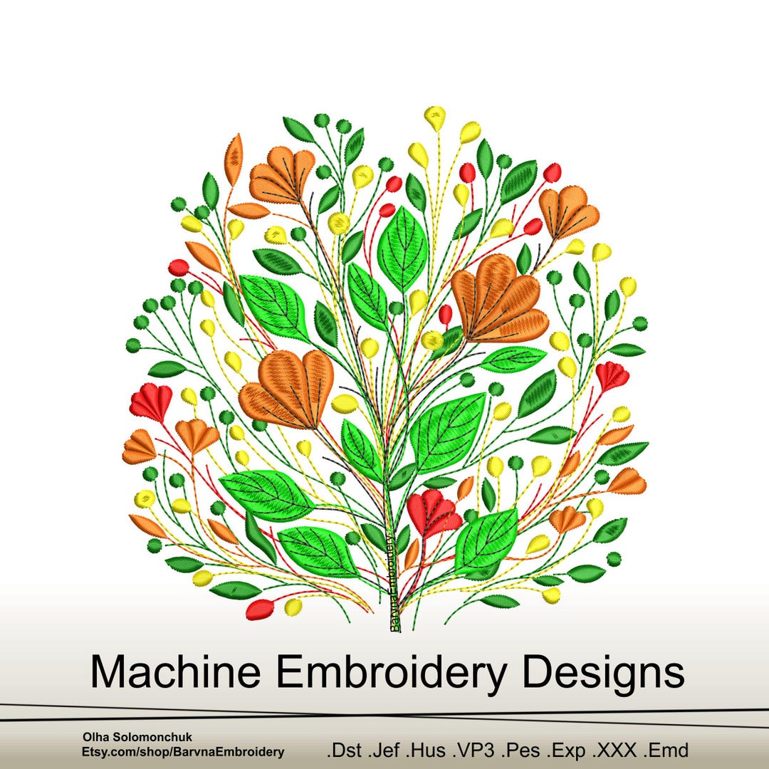 Plant Embroidery Designs, Floral Embroidery Designs for Machine ...