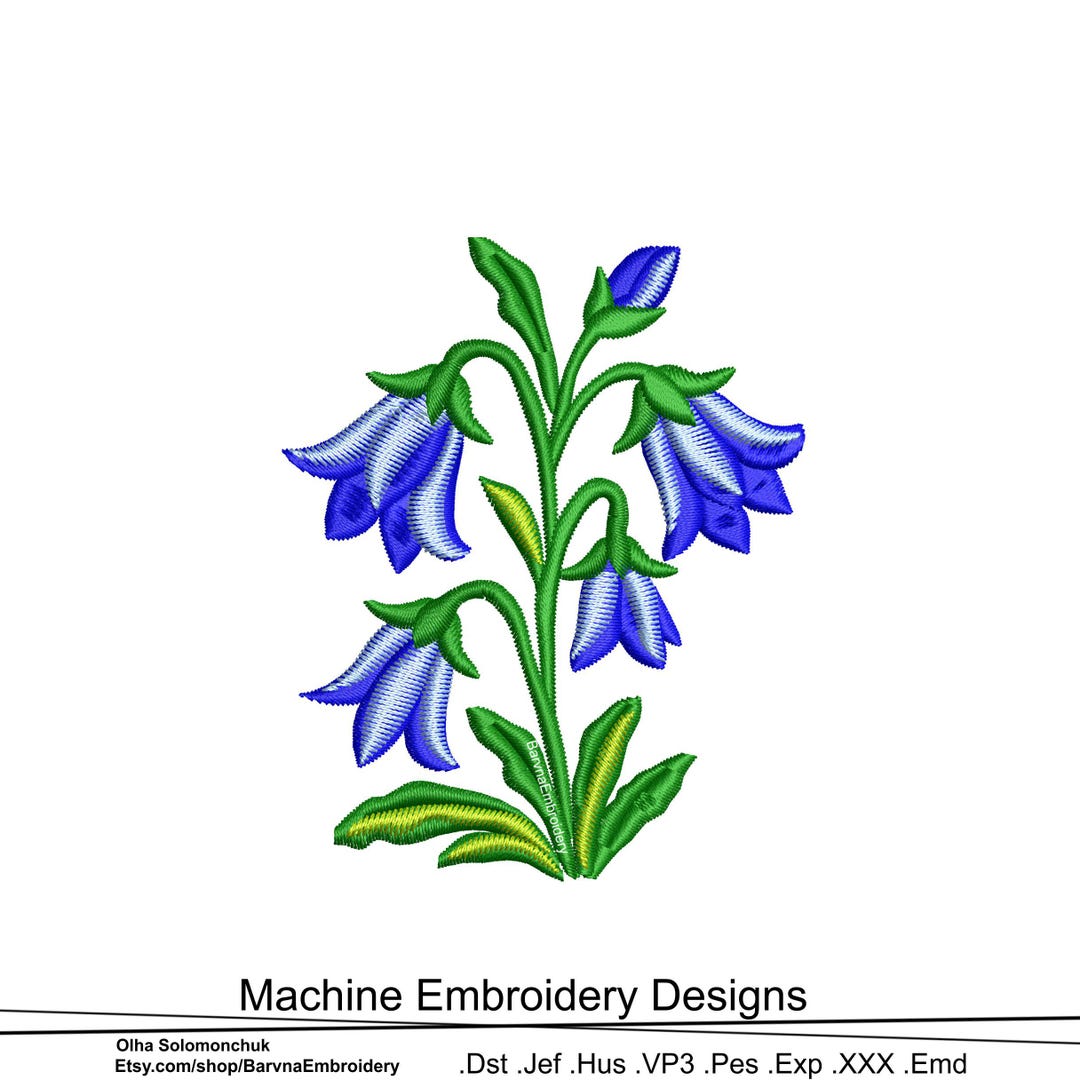 Bellflower Machine Embroidery Design, Flowers Embroidery File, Instant ...
