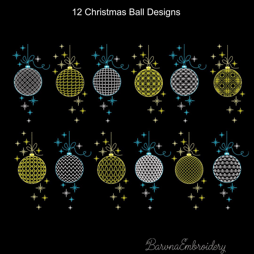 Christmas Ball Machine Embroidery Designs, Ornament Embroidery File ...