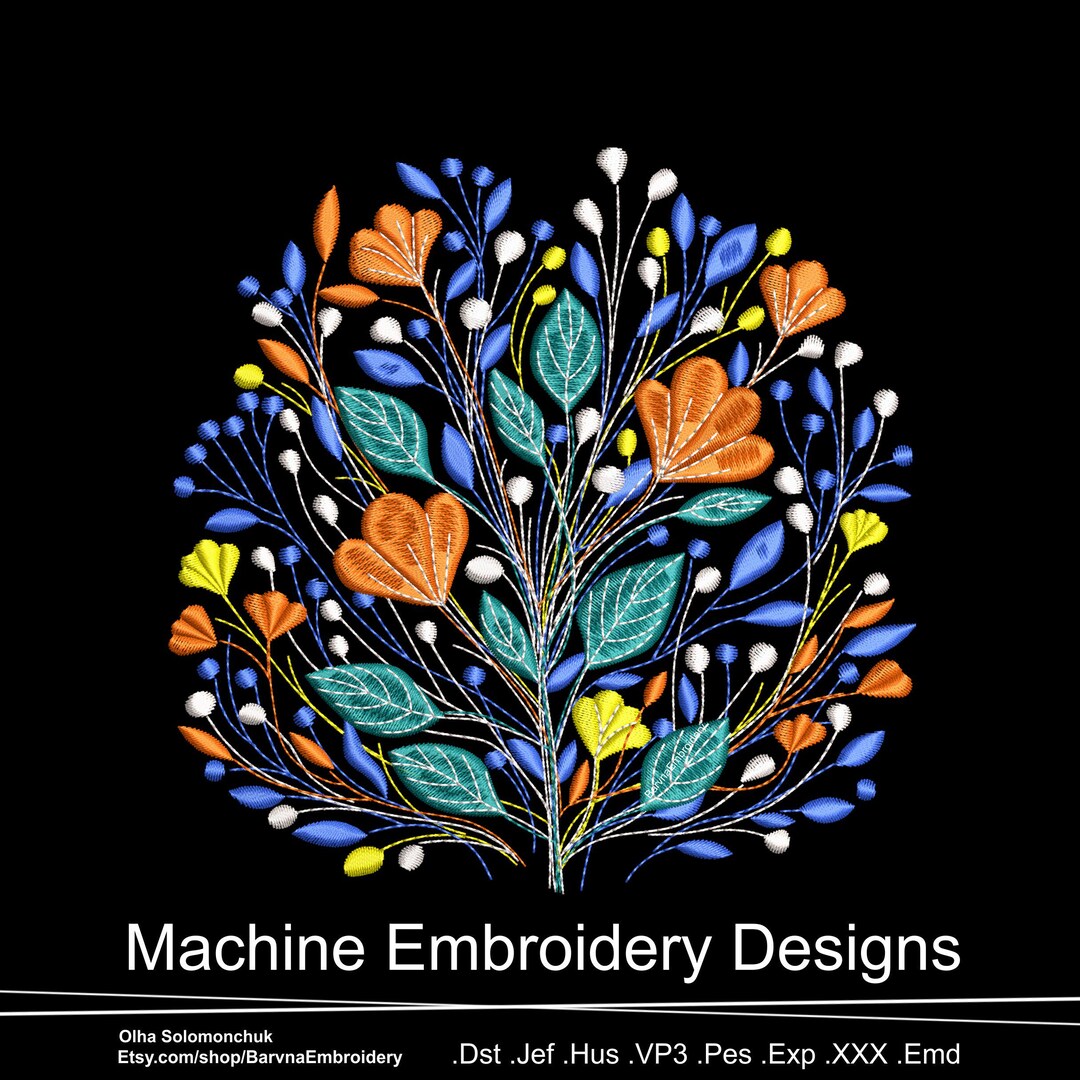Plant Embroidery Designs, Floral Embroidery Designs for Machine ...