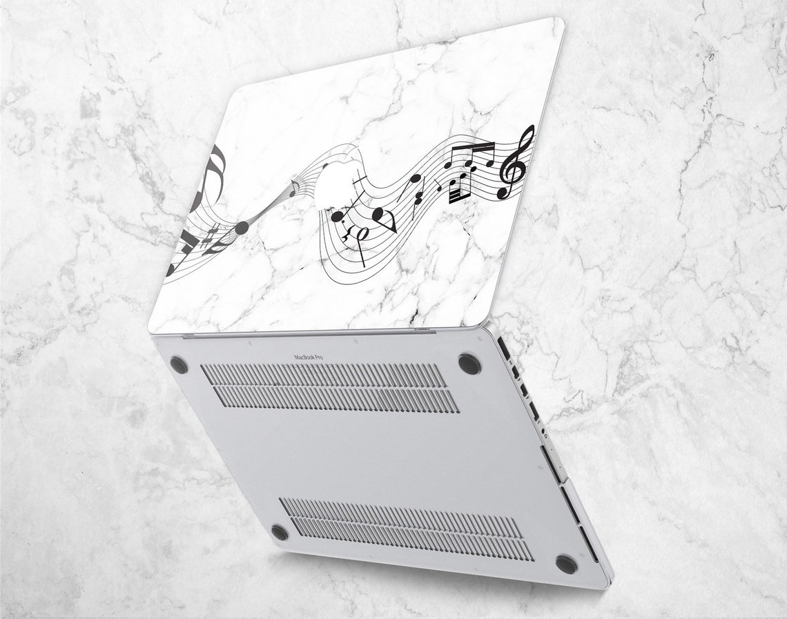 Musical Notes Laptop Cover White Marble Macbook 12 Cover Mac - Etsy