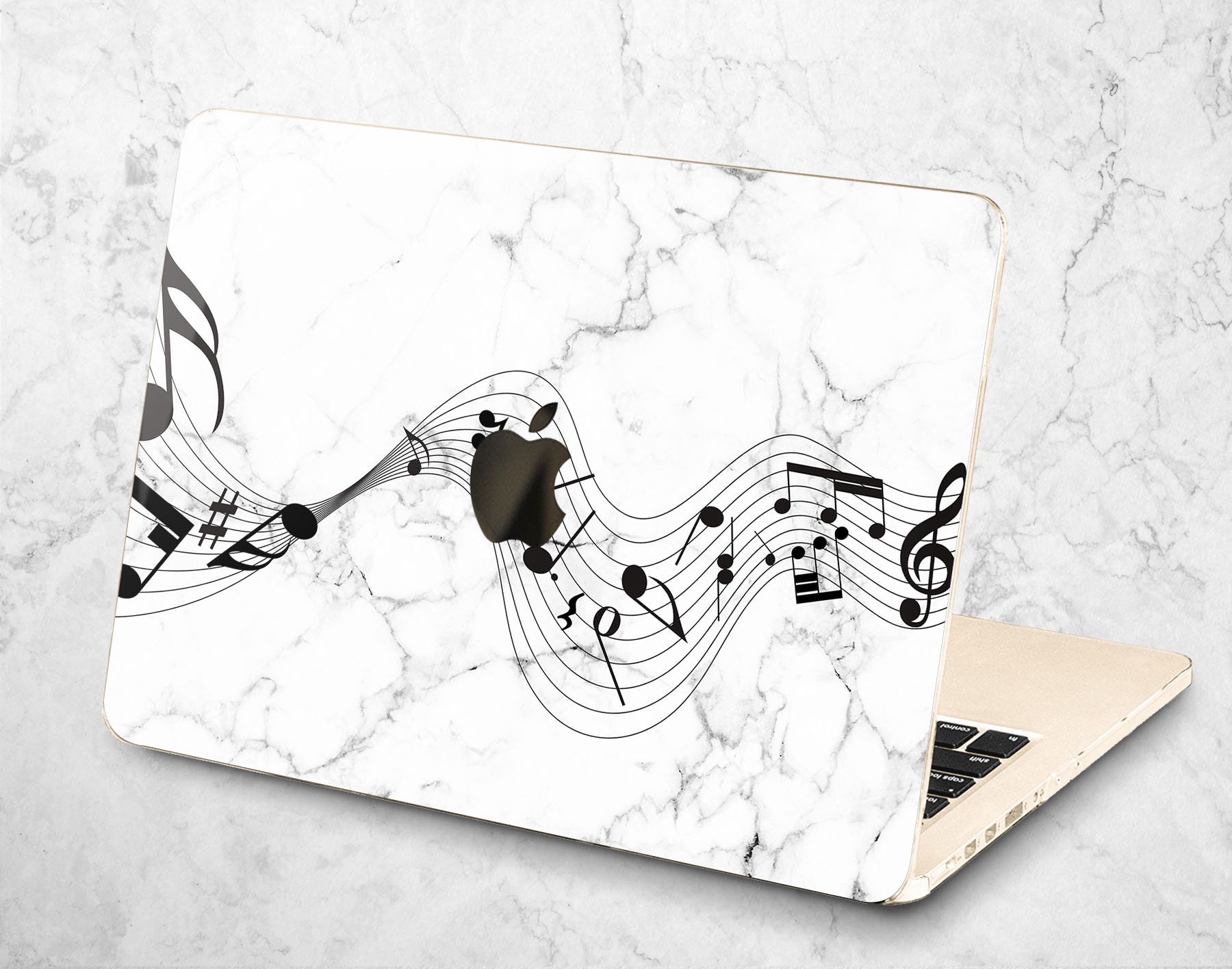 Musical Notes Laptop Cover White Marble Macbook 12 Cover Mac - Etsy