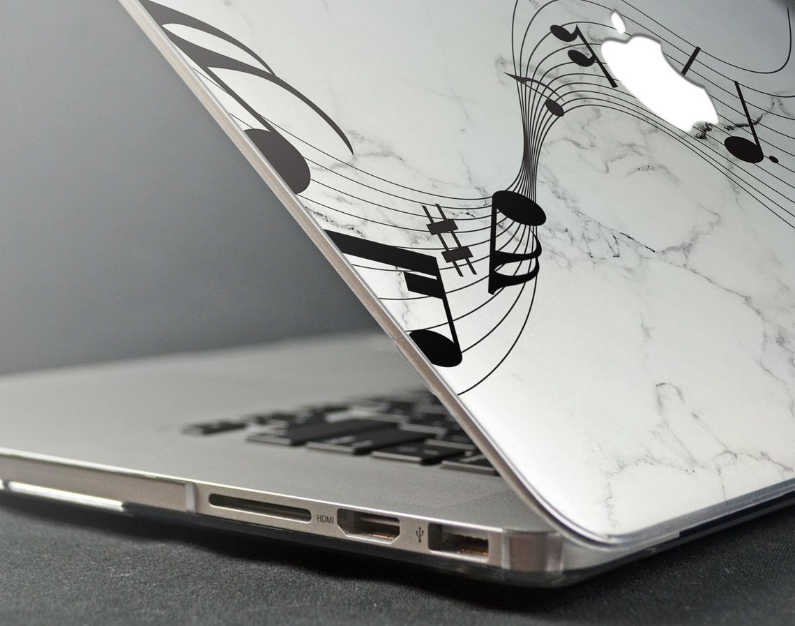 Musical Notes Laptop Cover White Marble Macbook 12 Cover Mac - Etsy