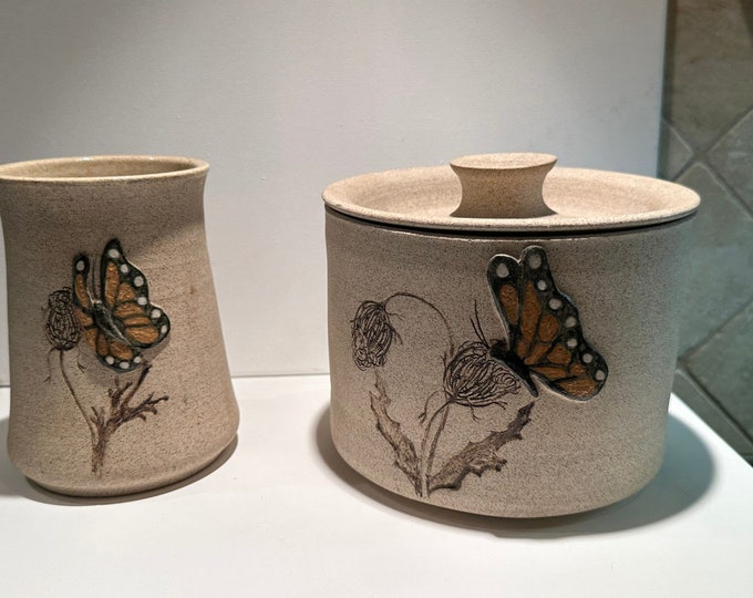 Monarch Butterfly Kitchen Set With a Storage Ceramic Bowl With Lid and ...