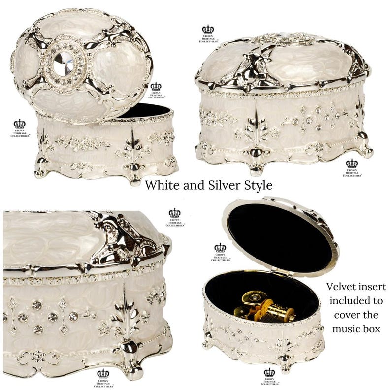 Oval Blue and Gold Music Box Plays "somewhere Over the Rainbow." Ideal ...