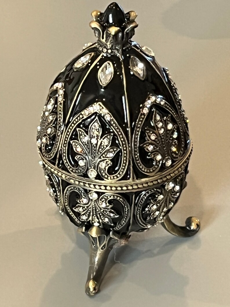 Faberge Type SALE SILVER Egg.this Stunning Silver Over Black - Etsy