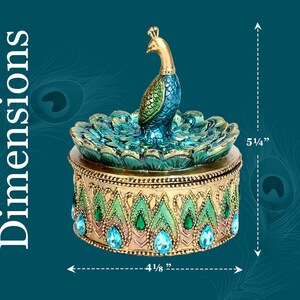 Peacock Keepsake Box Peacock Art Golden Jewelry Box. Great Gift ...