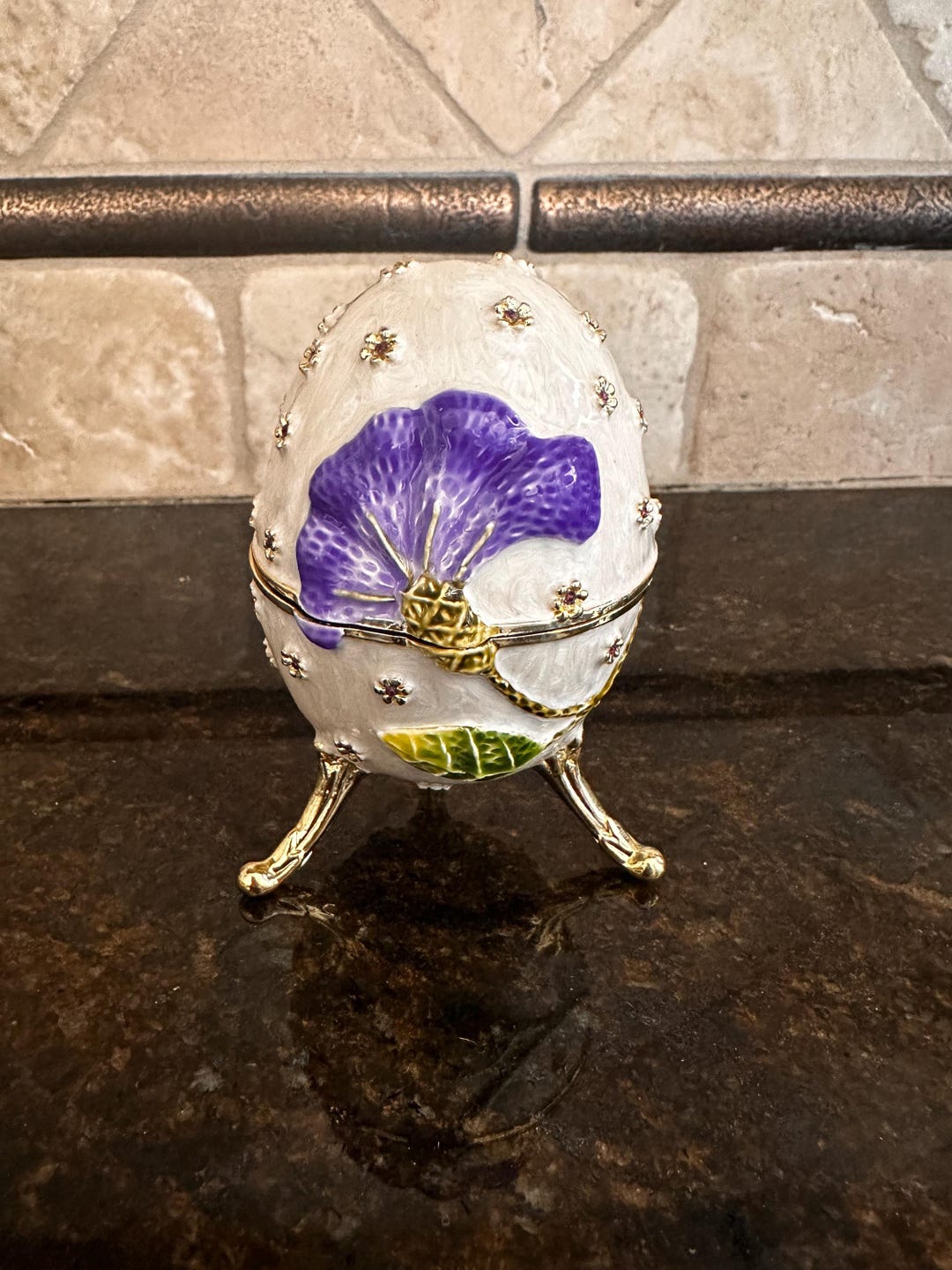 White With Blue Flower Music Box Fur Elise by Beethoven Egg - Etsy