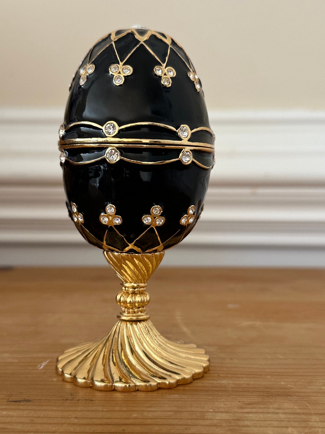 Faberge Type Egg Replica With Musical Tune Inside in a Striking Black ...