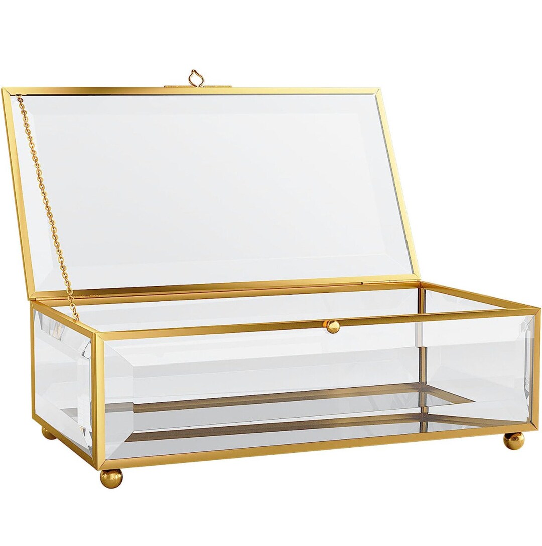 Antique Vintage Glass Case With Mirror Display Bottom With - Etsy