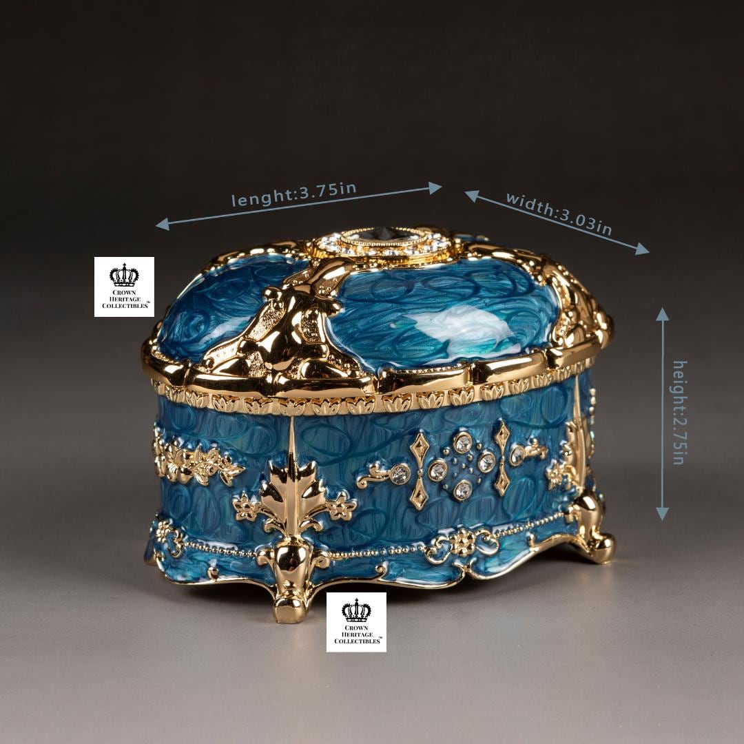 Oval Blue and Gold Music Box Plays Anastasia’s "once Upon a December ...