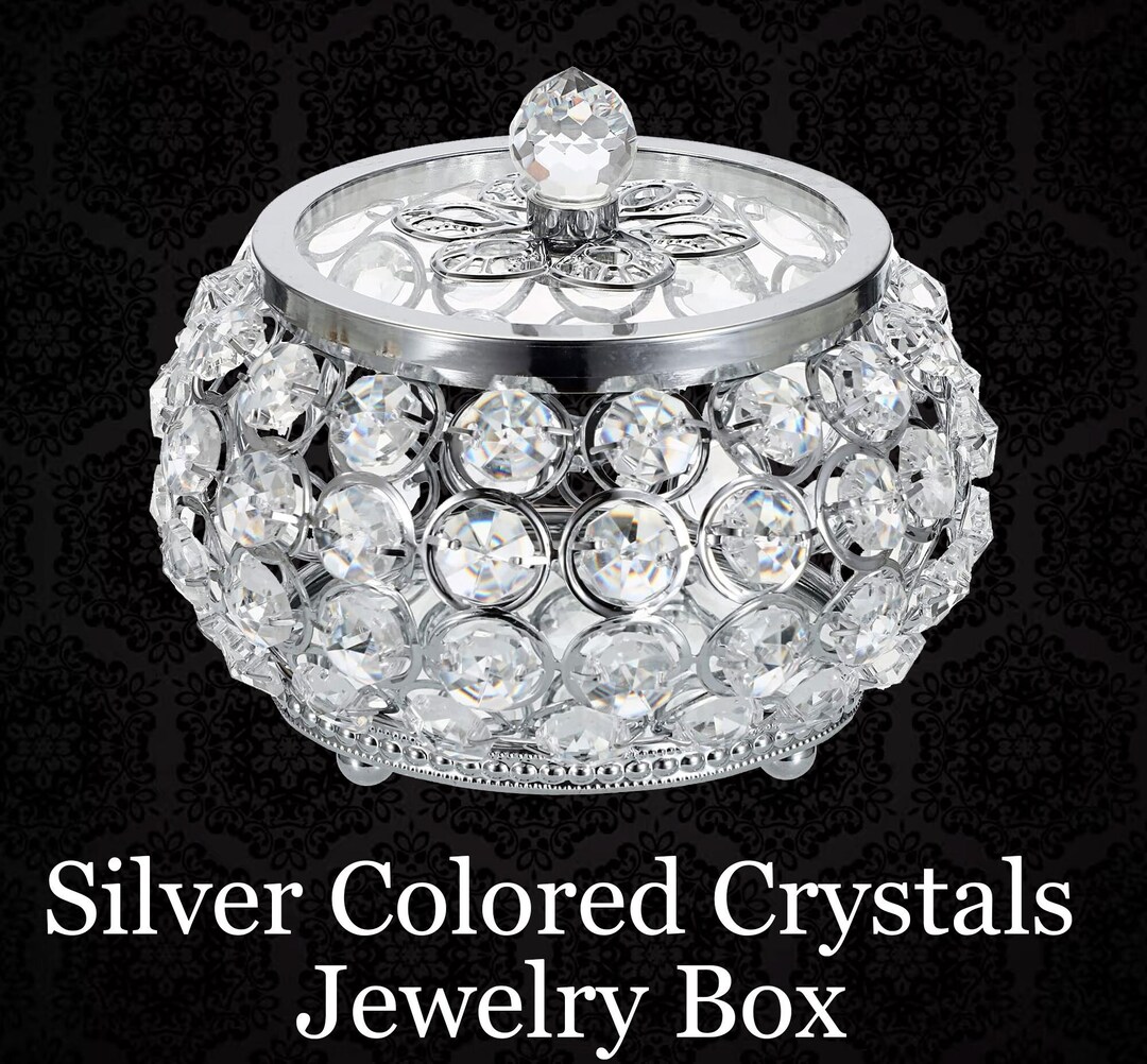 Jewelry Box Made Out of Crystals Comes in Gold and Silver 5.4round ...