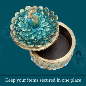 Peacock Keepsake Box Peacock Art Golden Jewelry Box. Great Gift ...
