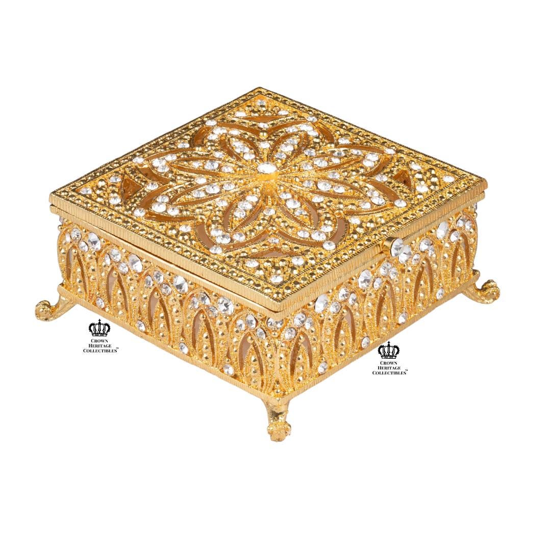 Elegant Gold-plated Jewelry Box With Austrian Crystals, Available With ...