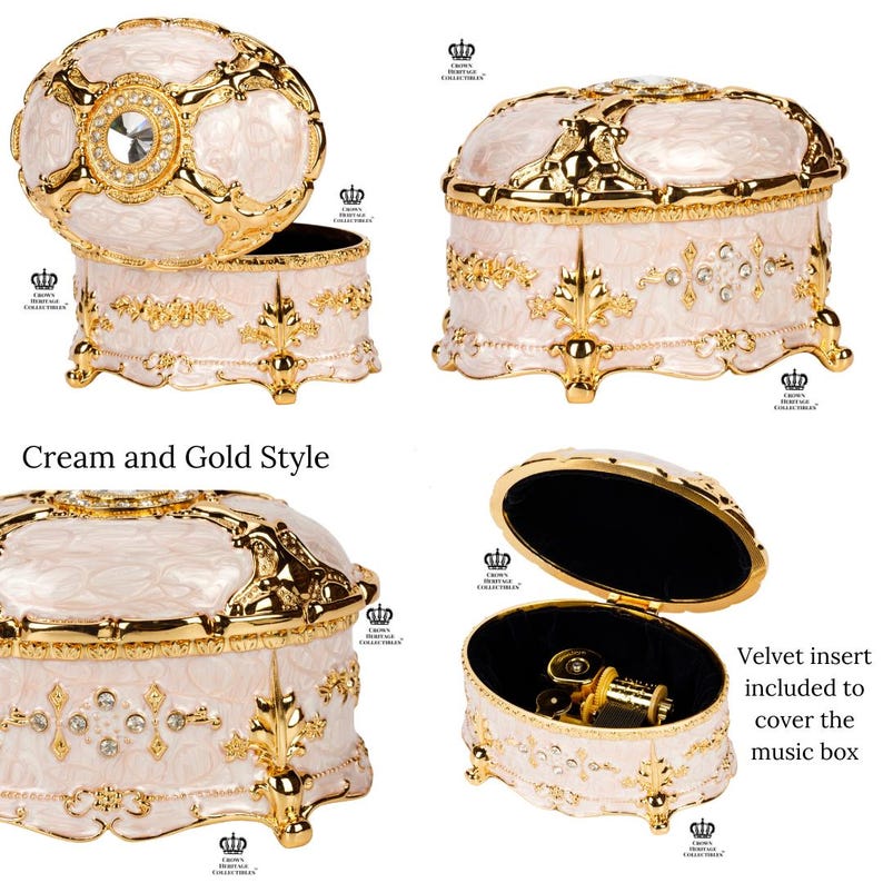 Oval Blue and Gold Music Box Plays "somewhere Over the Rainbow." Ideal ...