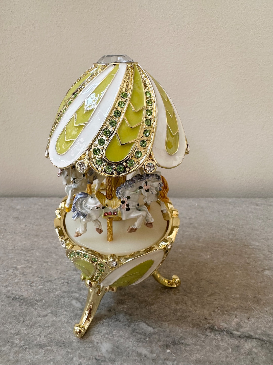 Music Box Carousel Merry Go Round Light Green and White. This is ...