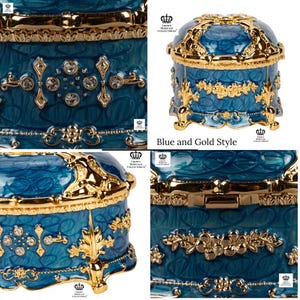 Oval Blue and Gold Music Box Plays Anastasia’s "once Upon a December ...