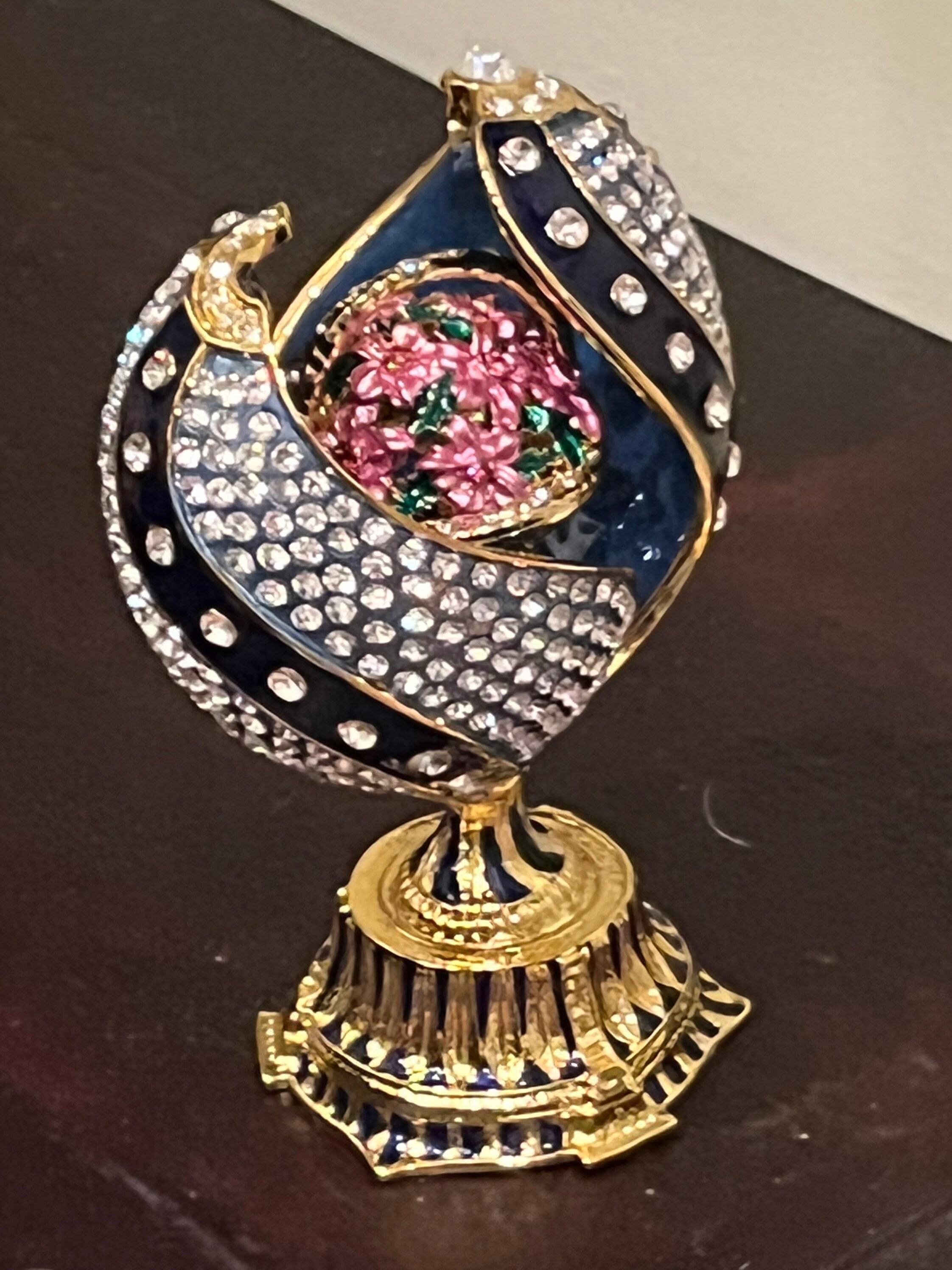 This is a Huge Faberge Type Navy and Topaz Blue Bling Egg. - Etsy