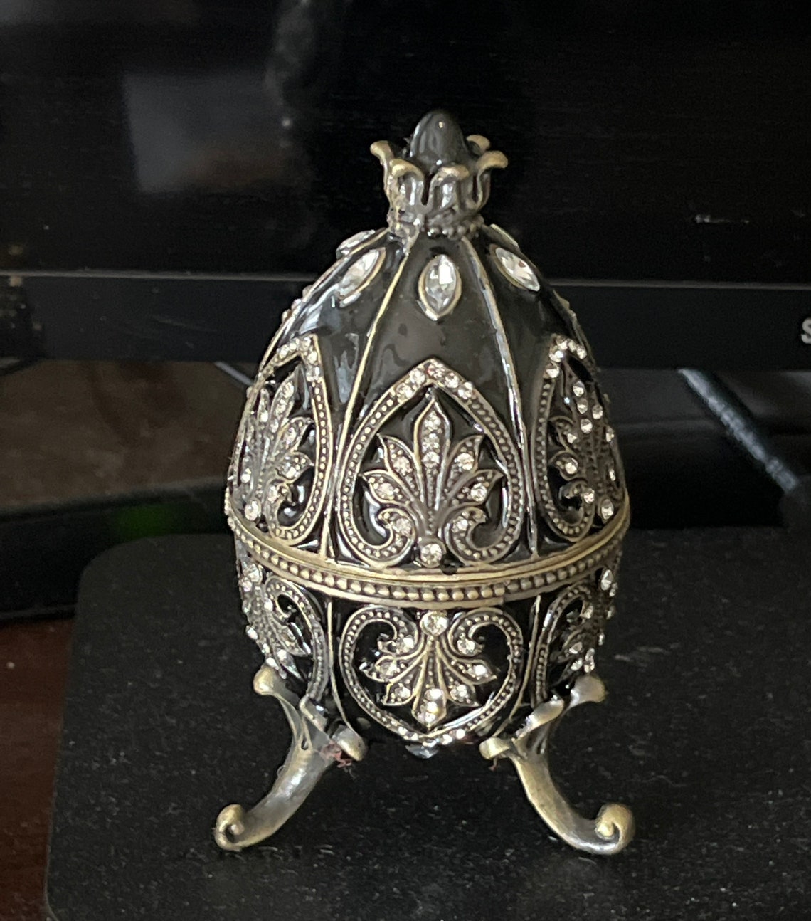 Faberge Type SALE SILVER Egg.this Stunning Silver Over Black - Etsy