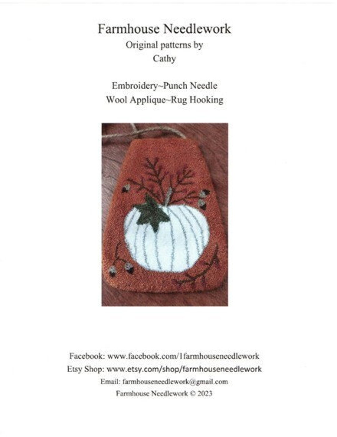 Digital Punchneedle Pattern--white Pumpkin Pouch - Etsy