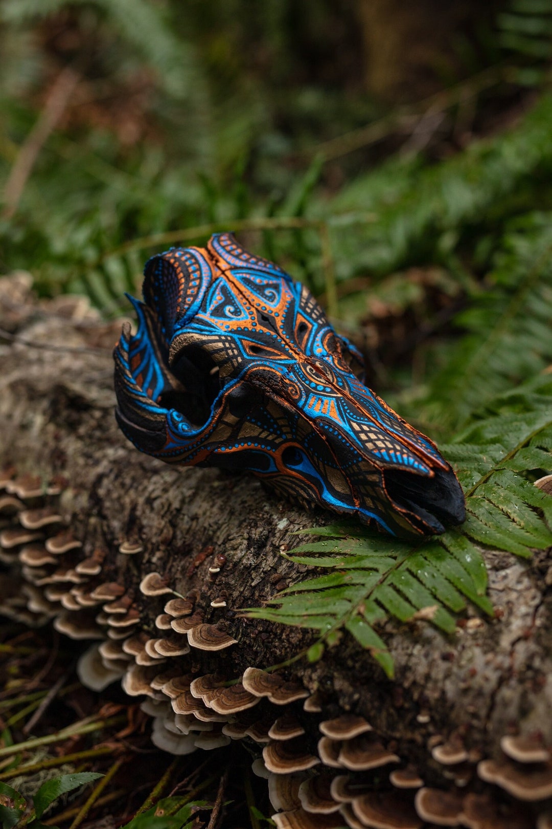 Hand Painted Pig Skull: Metallic Gothic Oddity - Vulture Culture Decor ...