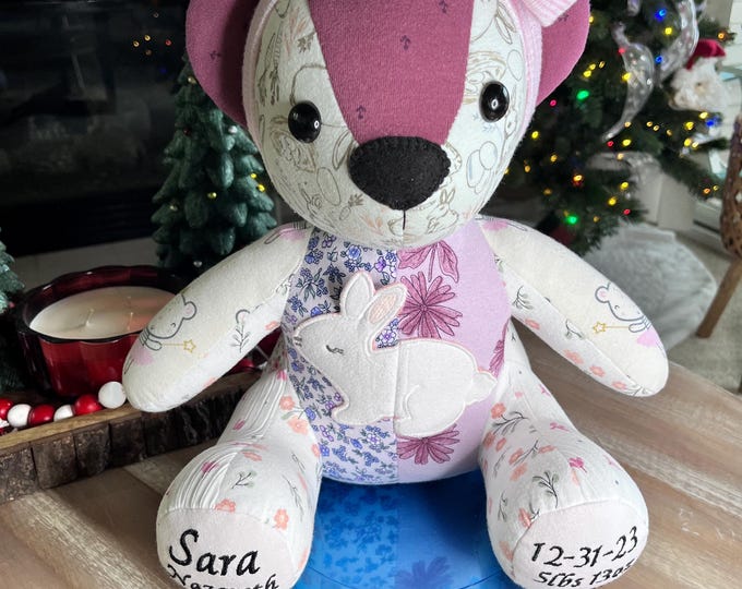 Keepsake Birth Stat Bear, Memory Bear From Loved Ones Clothing ...