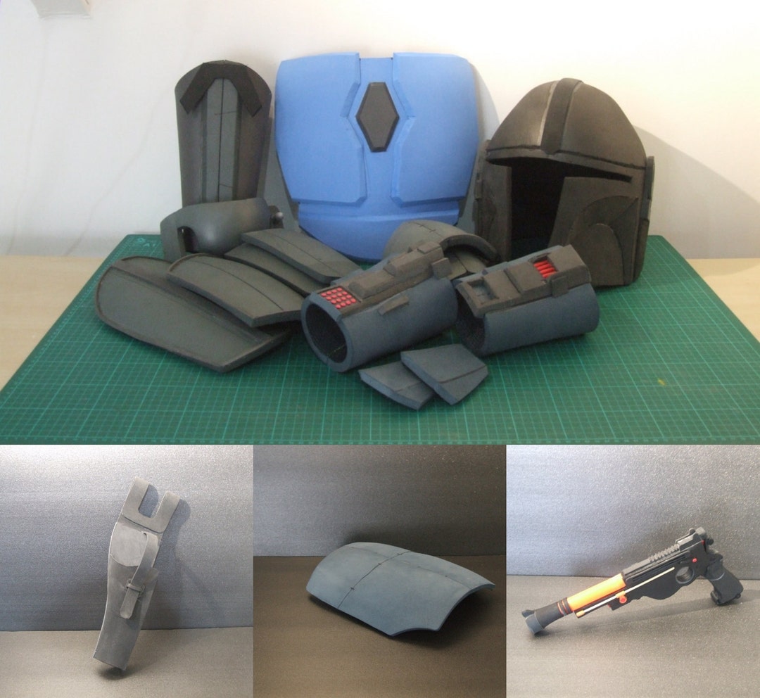 The Mandalorian Hunter Full Armor and Blaster Costume Template Set ...