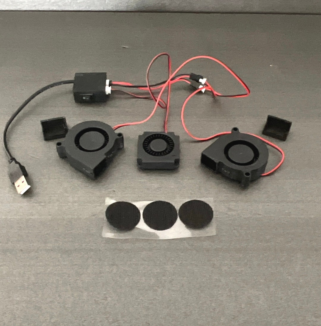 Helmet Cooling Fan Kit, Two Brushless Blower Fans and One Slim Style ...