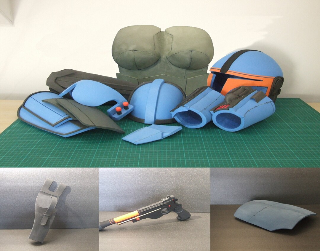 Mandalorian Female Din Beskar Armor and Blaster Template Set , EVA Foam ...