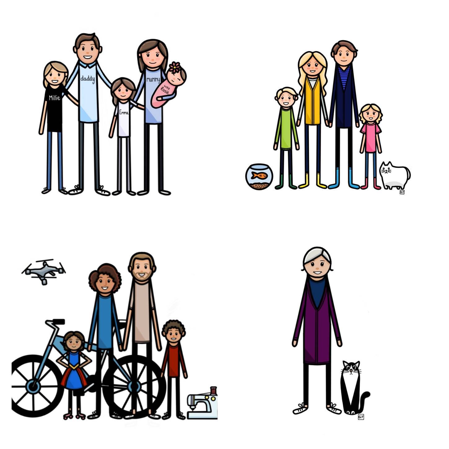 Custom Cartoon Portrait/ Personalised Family Illustration/ Digital ...