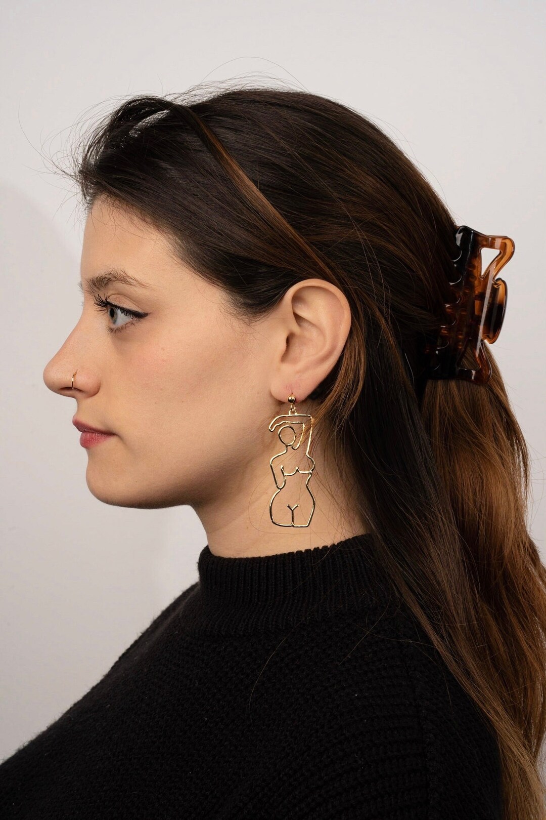 Woman Earrings, Body Earrings, Gold Jewelry, Gold Earrings Stud, Unique ...