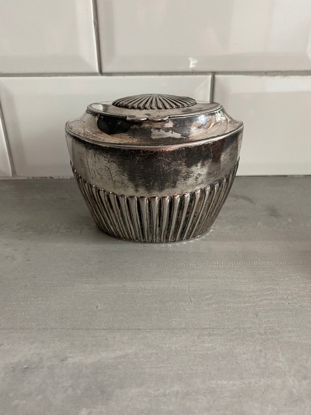 Silver Colour Metal Box/sugar Bowl - Etsy