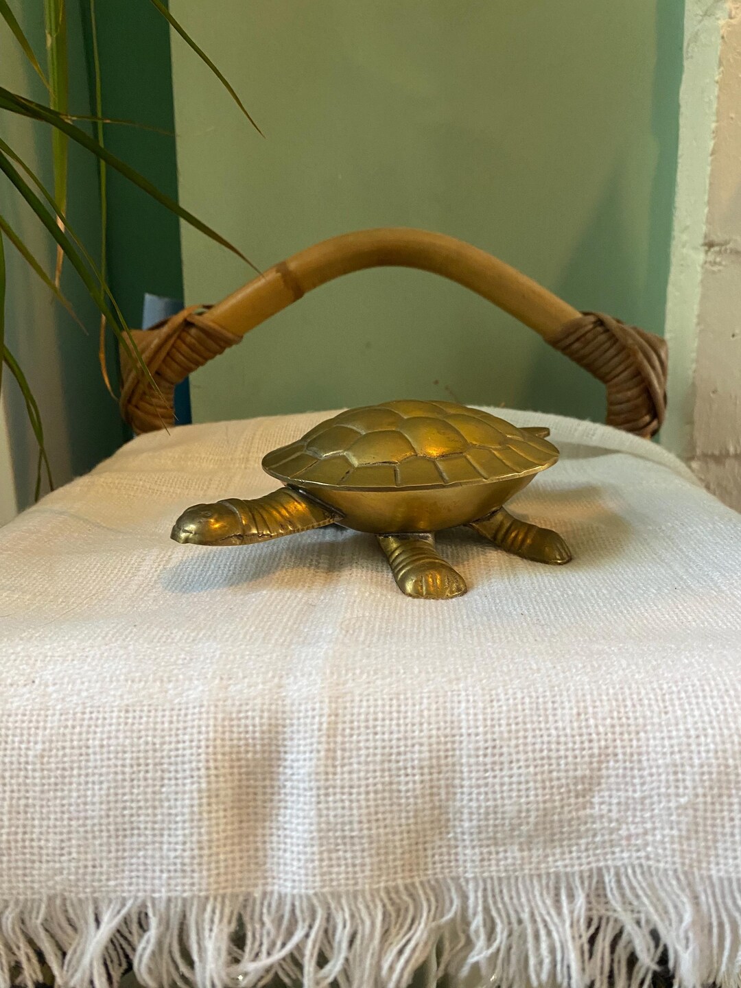 Vintage Brass Turtle Trinket Box - Etsy