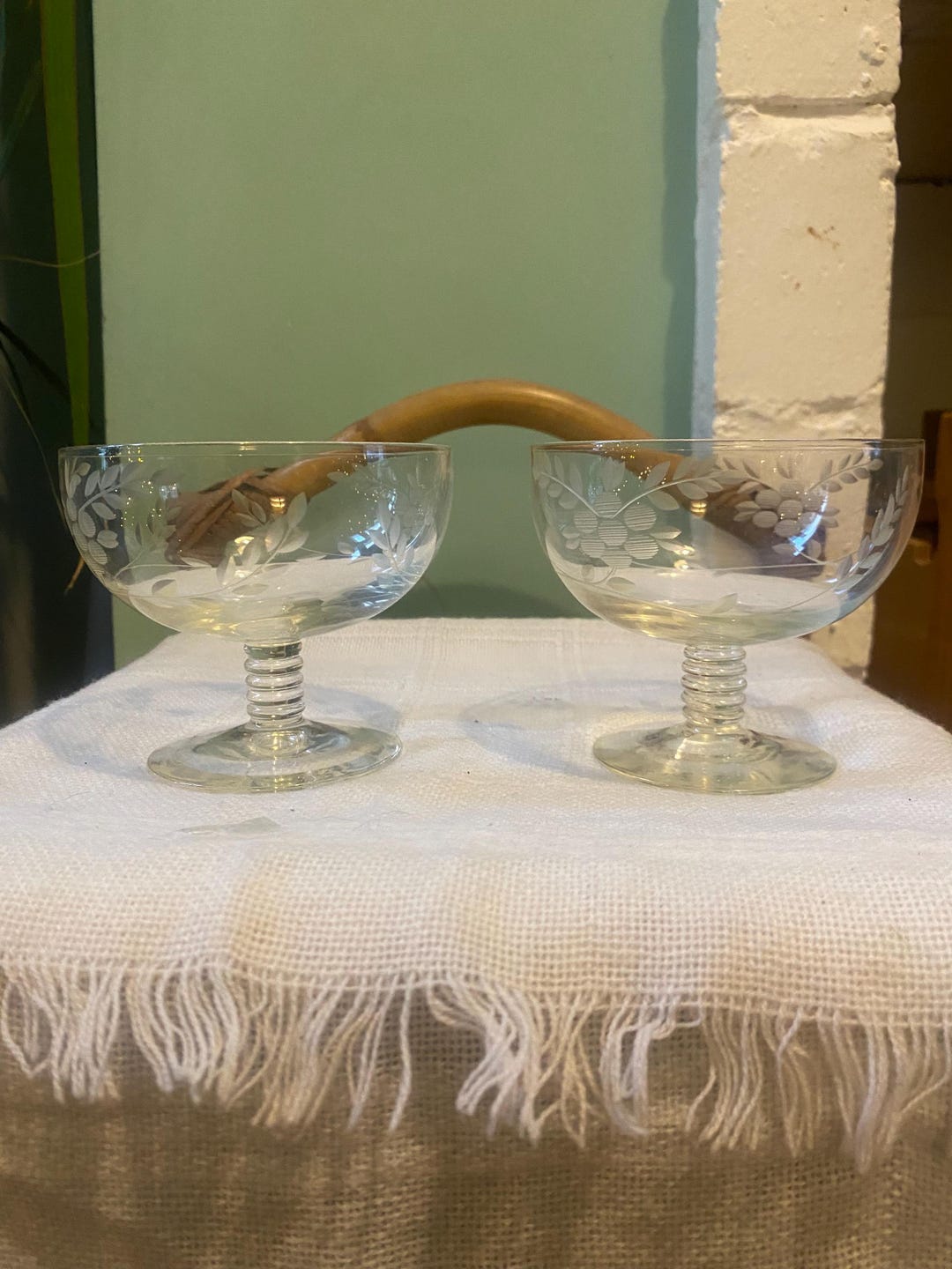 A Pair of Lovely Etched Dessert Cups - Etsy