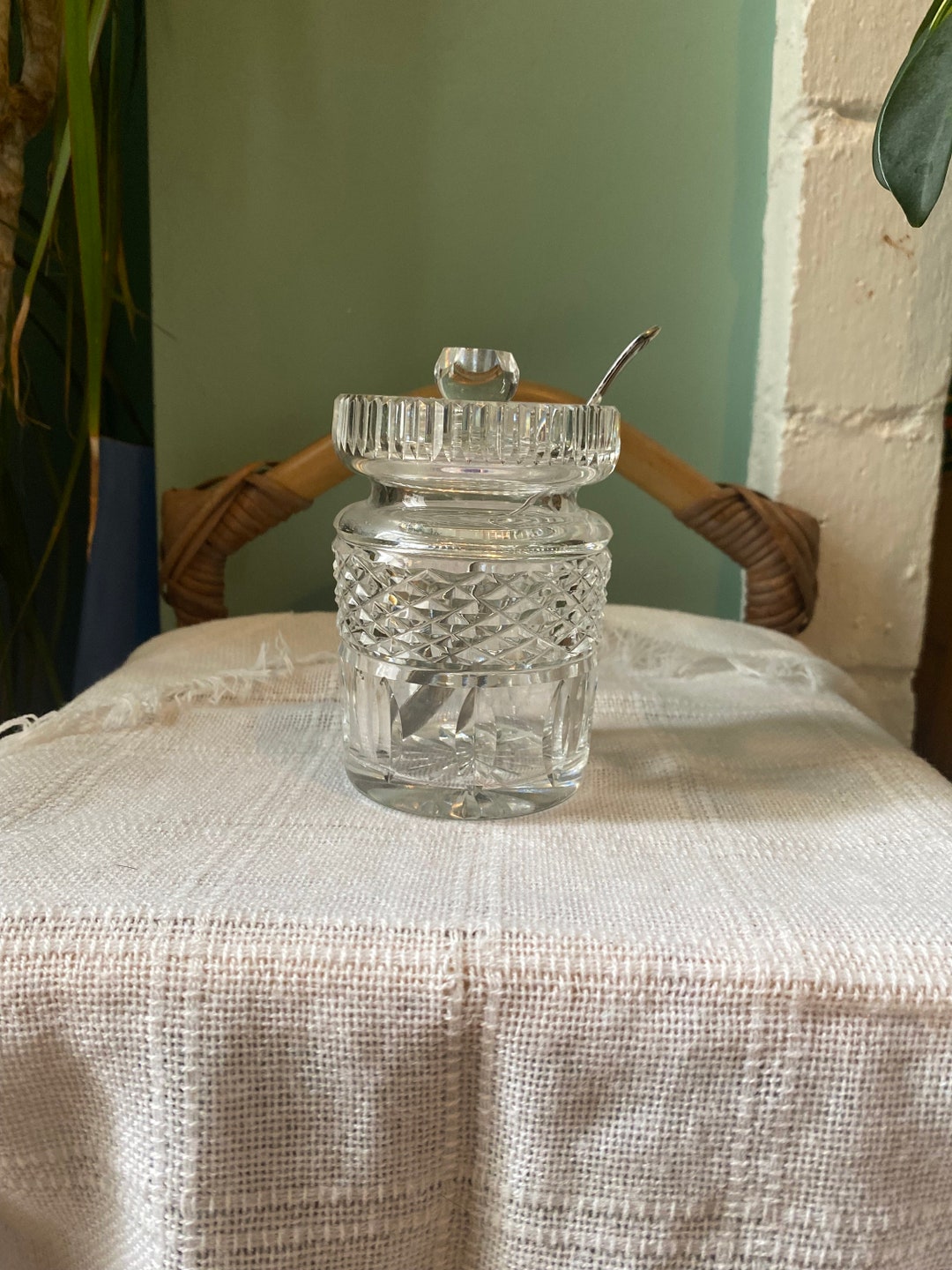 Cut Crystal Jam/condiment Jar With Lid and a Spoon - Etsy