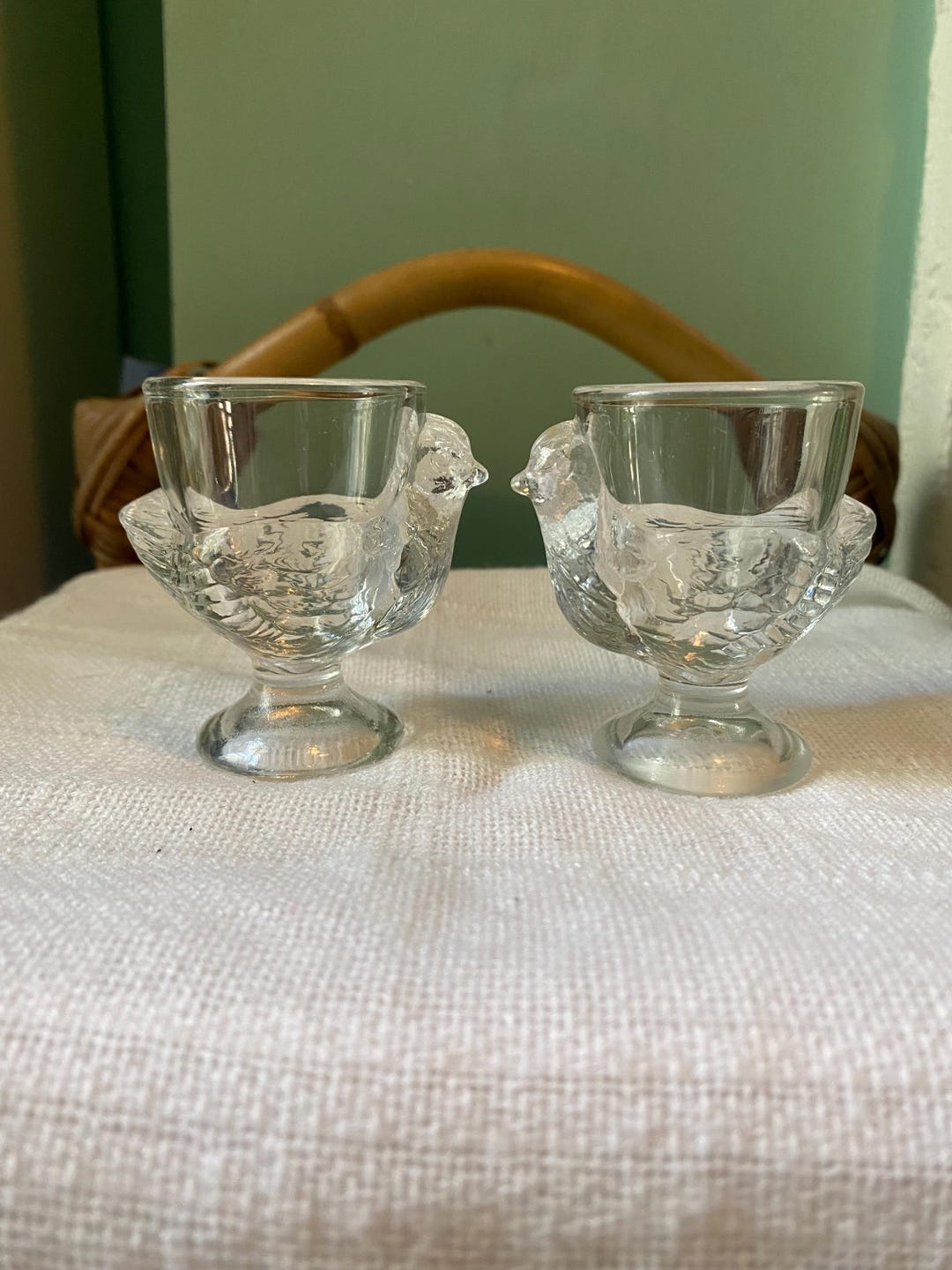 Vintage French Glass Egg Cups - Etsy