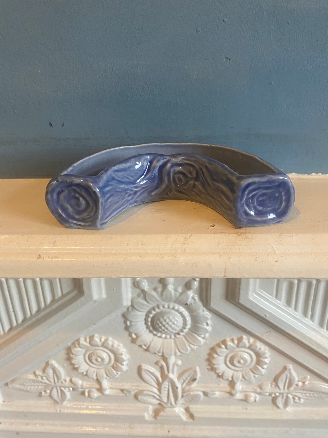 Wade Pottery Blue Log Posy Vase - Etsy