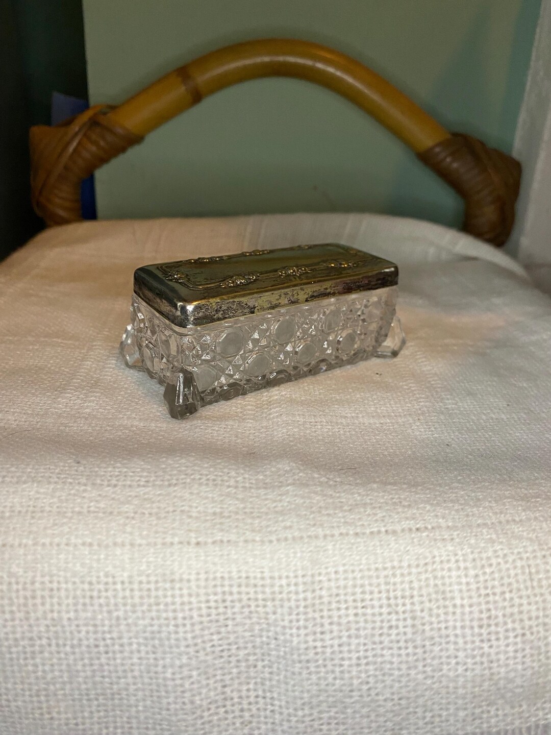 Small Cut Glass and Plated Metal Box - Etsy