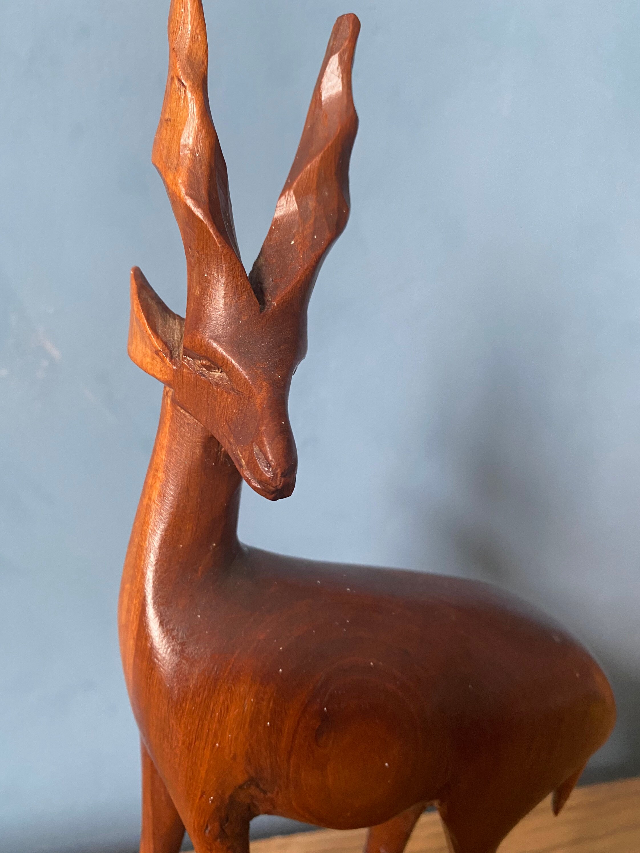 Wooden Antelope Statue. Mid Century - Etsy