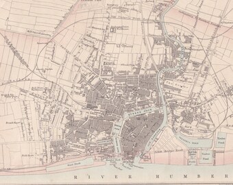 19th Century Town Map of Boston | Etsy