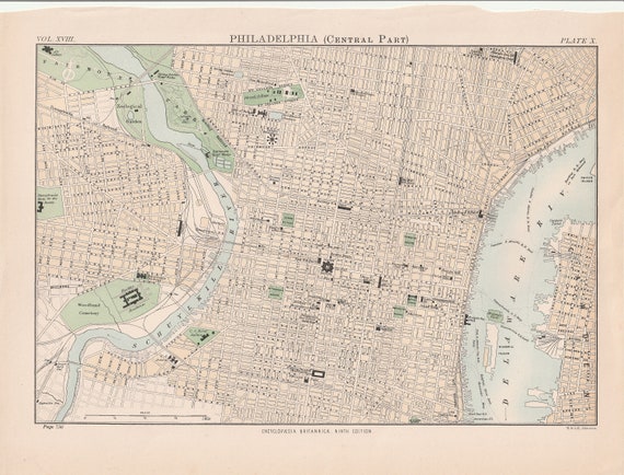 19th Century Town Map of Philadelphia | Etsy Canada