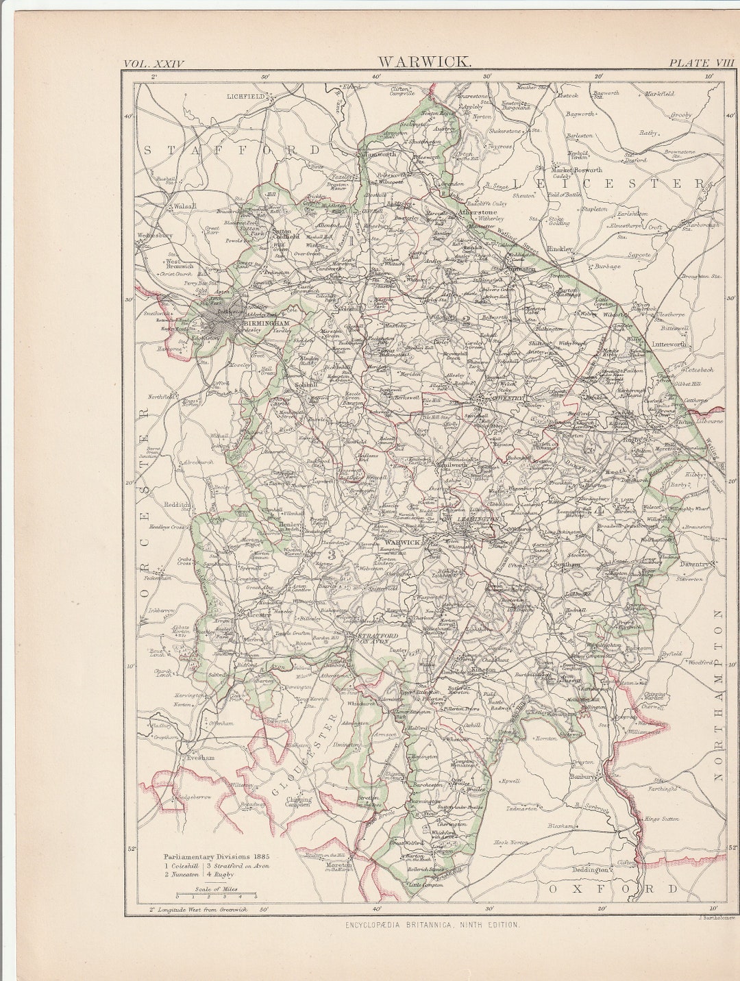 19th Century Map of Warwick - Etsy