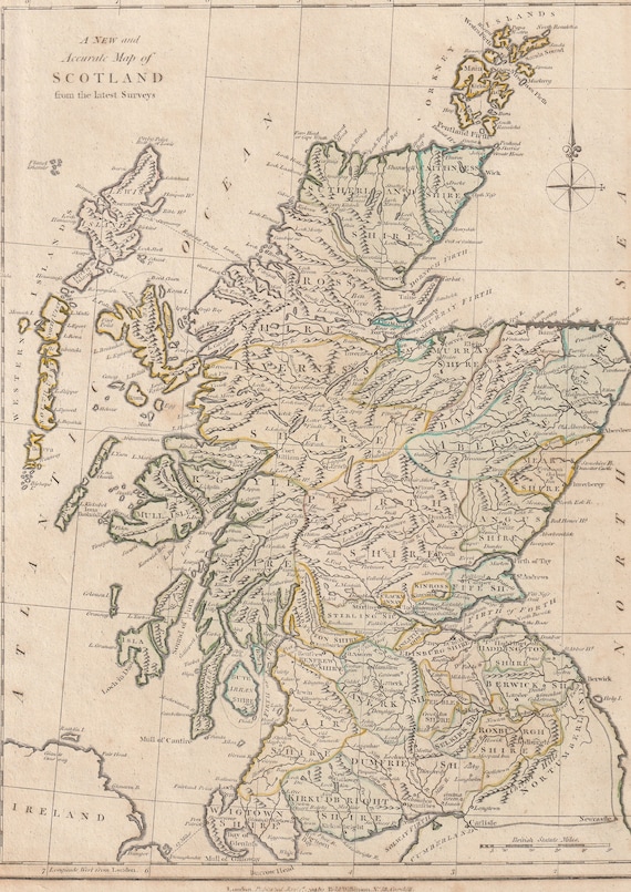 18th Century Map of Scotland - Etsy